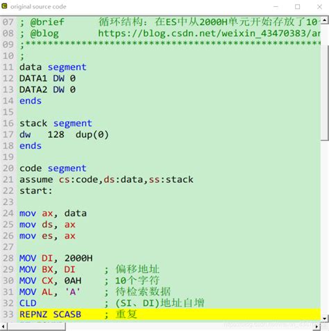 【微机原理作业】8086 基本指令和程序结构scasb指令 Csdn博客