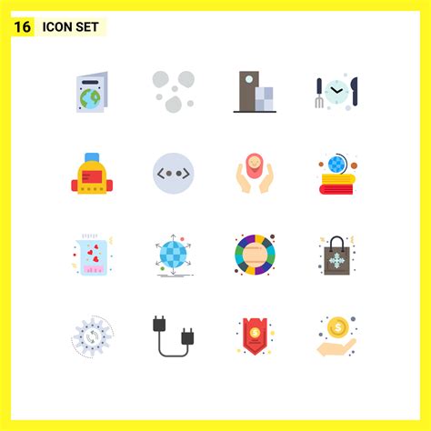 Set Of 16 Modern Ui Icons Symbols Signs For Brackets School Clock Bag