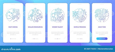 It Staffing Service Advantages Blue Gradient Onboarding Mobile App