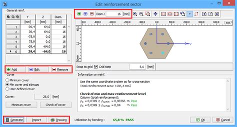 Edit Reinforcement General Cross Section Concrete Online Help Fin Ec