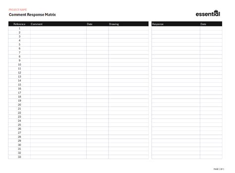 Design Comment Response Matrix Construction Files