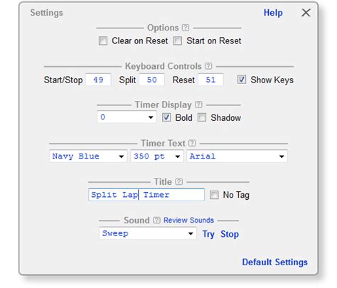 Split Lap Timer Help