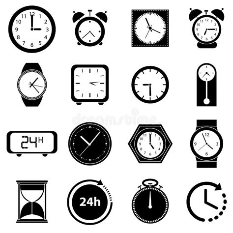 Clock Icons Set Stock Vector Illustration Of Face Black 57894575