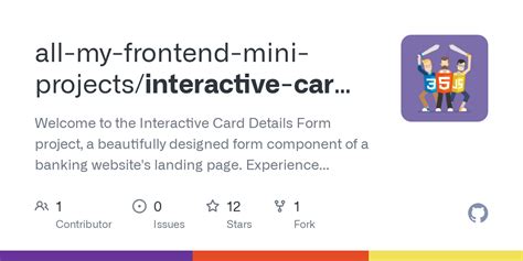 Github All My Frontend Mini Projectsinteractive Card Formfrontendproject Welcome To The