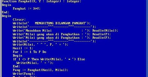 Program Pascal Menghitung Pangkat Dengan Fungsi Function Manto Blog