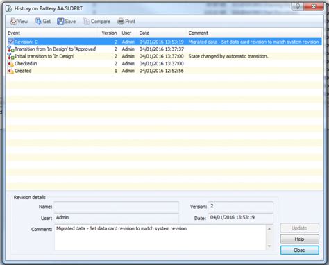 SOLIDWORKS PDM Set Revision Function