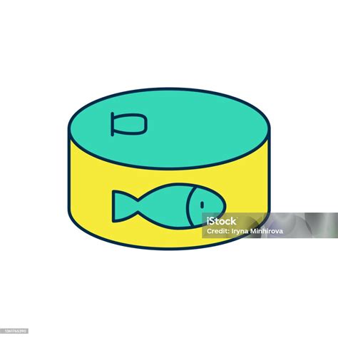 흰색 배경에 격리 된 윤곽선 통조림 물고기 아이콘 벡터 가득 찬에 대한 스톡 벡터 아트 및 기타 이미지 가득 찬 건강한 식생활 고기 Istock