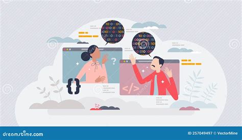 Coding Interview As Technical Skills Test For Job Vacancy Tiny Person Concept Stock Vector