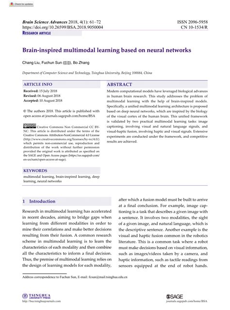 Pdf Brain Inspired Multimodal Learning Based On Neural Networks