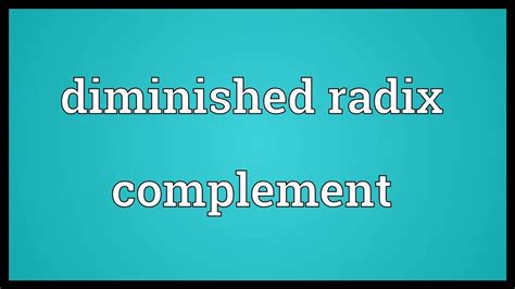 Diminished Radix Complement Meaning Youtube