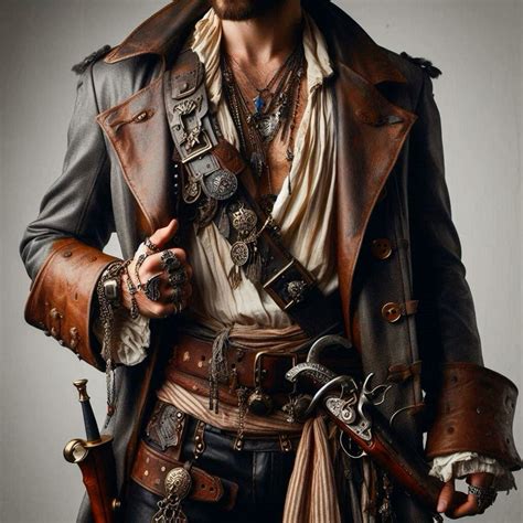Pirate In Leather Coat Male Pirate Outfits Pirate Costume Men