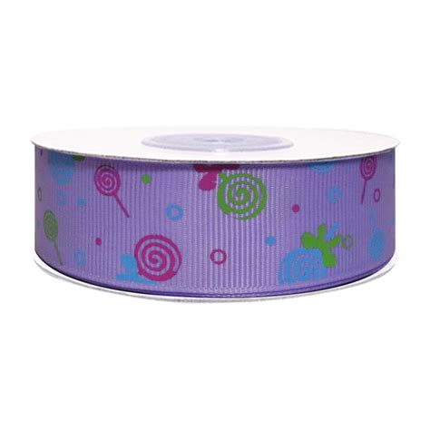 Лента декор. репсовая рис."леденец на палочке" (уп.20ярд) ш.25 мм ...