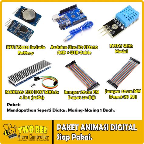 Jual Paket Animasi Digital Siap Pakai Max7219 RTC DS3231 DHT11 Kabel Jumper Shopee Indonesia