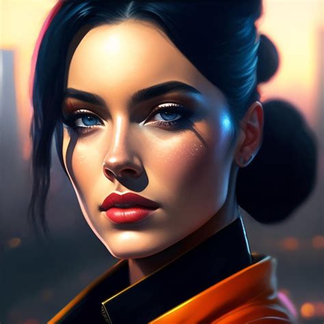 Premium Photo A Woman With Blue Eyes And A Red Lipstick