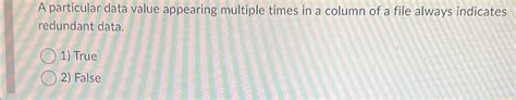 Solved A Particular Data Value Appearing Multiple Times In A