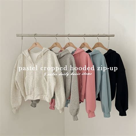 5color기모안감 파스텔 크롭 후드집업