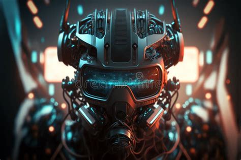 Abstract Furistic Ai Android Robot Humanoid Technology Concept Generative Ai Stock