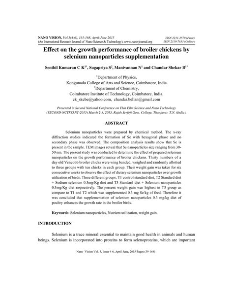 (PDF) Effect on the growth performance of broiler chickens by selenium ...