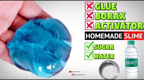 How To Make A Water Sugar Slime No Glue No Borax Slime Making At Home