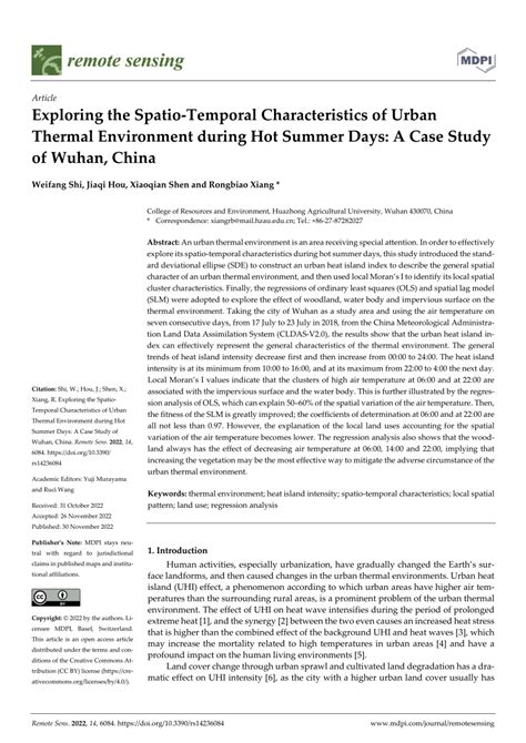 Pdf Exploring The Spatio Temporal Characteristics Of Urban Thermal Environment During Hot