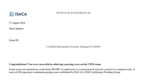 Im Pleased To Share That I Have Passed The Certified Information Security Manager Cism Exam