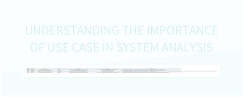 Understanding The Importance Of Use Case In System Analysis Excel Template And Google Sheets