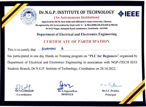 Glad To Share That I Had Participated In One Day Hands On Training The