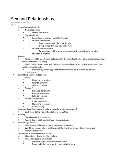 Sex And Relationships All Of Dr Curtis Lecture Notes Sex And Relationships Onsdag Den 4