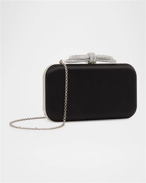 Mach And Mach Double Bow Satin Clutch Bag Neiman Marcus