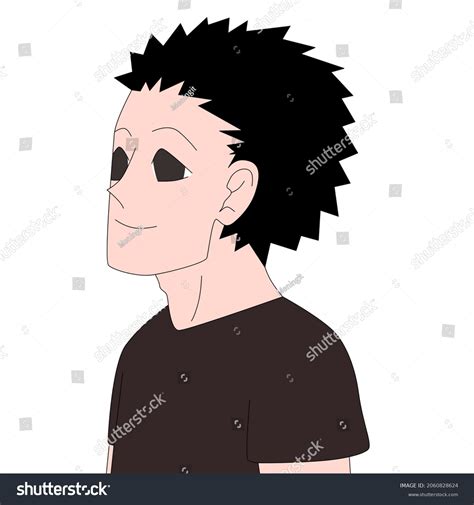 Avatar Guy Short Black Hair Flat Stock Illustration 2060828624