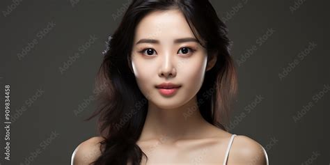 깨끗하고 상쾌한 피부를 가진 아름다운 젊은 아시아 여성 얼굴 관리 얼굴 트리트먼트 미용 뷰티 및 스파 아시아 여성
