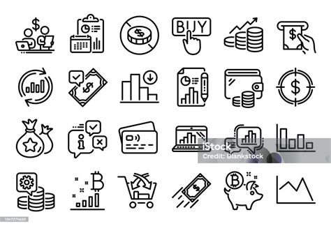 감소 그래프의 벡터 세트 현금 및 그래프 랩톱 라인 아이콘 설정 없음 벡터 구매에 대한 스톡 벡터 아트 및 기타 이미지 구매 그래프 금융 Istock