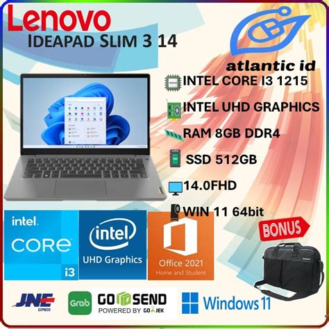 Jual Lenovo Ideapad Slim 3 14 I3 1215 8GB 512GB Win11 OHS 14 0FHD Shopee Indonesia