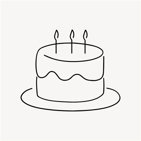 Download Premium Vector Of Birthday Cake Minimal Line Art Illustration