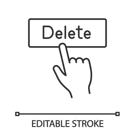 Delete Button Click Linear Icon Thin Line Illustration Del Hand Pressing Button Contour
