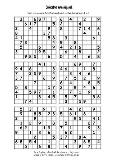 Free Sudoku Printable 6 Per Page