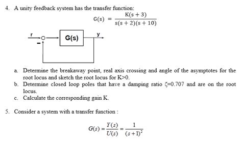 solved a unity feedback system has the transfer function