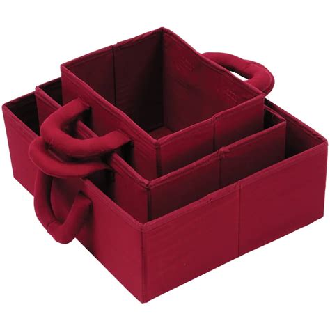 Nesting Maroon Storage Bins Set Of 3 Foldable Organizers In Varying Sizes