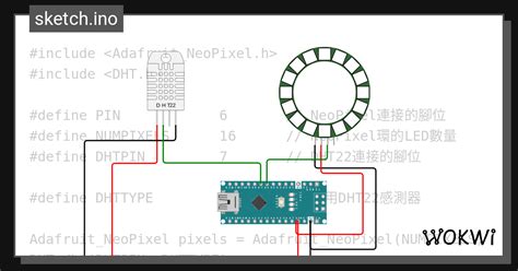 溫度及濕度來改變neopixel環的顏色 Wokwi Esp32 Stm32 Arduino Simulator