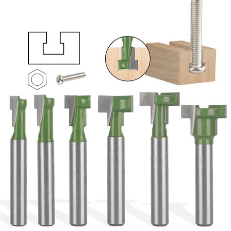 6pcs 14 Inch 6mm Shank Keyhole Router Bits Set T Track T Slot Bolts