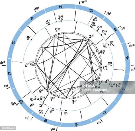 별자리 별자리 산나해 점성술 천체지도 코스모그램 비타스피어 라디 블루 화이트 블랙 컬러입니다 손으로 그린 서예 벡터 바퀴에 대한