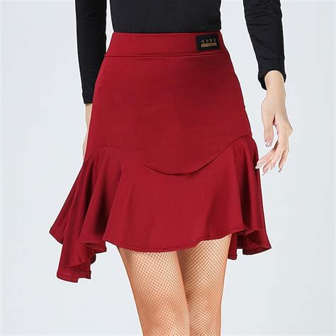 Breathable Latin Dance Skirts Pure Color Womens Performance Training
