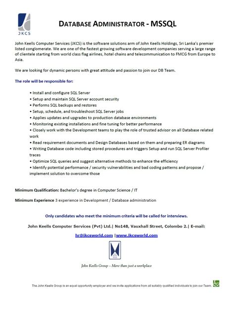 Database Administrator Mssql