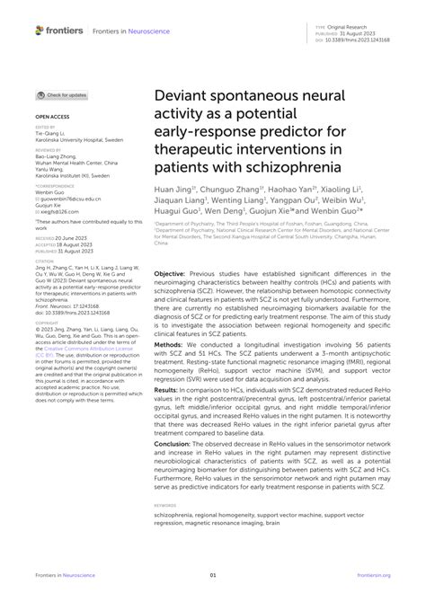 Pdf Deviant Spontaneous Neural Activity As A Potential Early Response