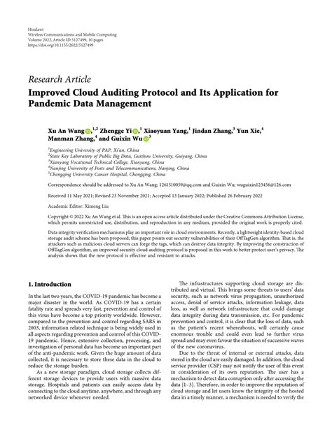 Pdf Improved Cloud Auditing Protocol And Its Application For Pandemic