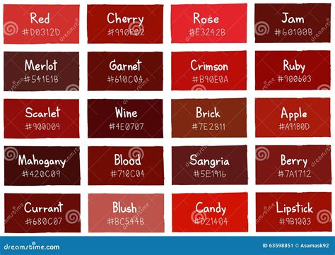 Tone Color Shade Background Rouge Avec Le Code Et Le Nom Illustration De Vecteur Illustration