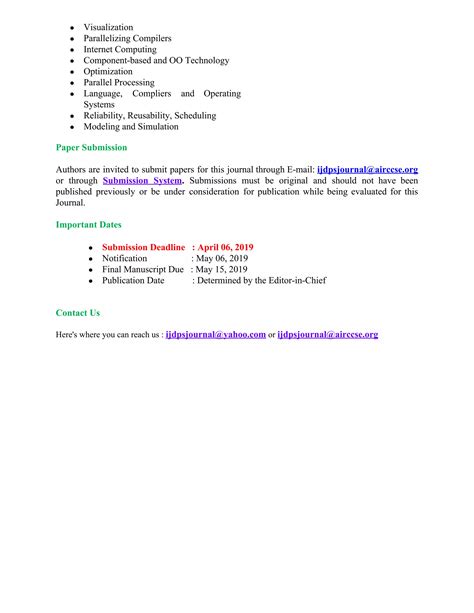 international journal of distributed and parallel systems ijdps pdf