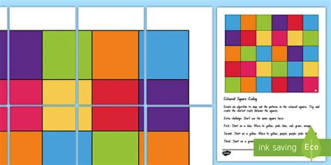 Coloured Squares Mat Coding Worksheet Compatible With Bee Bot
