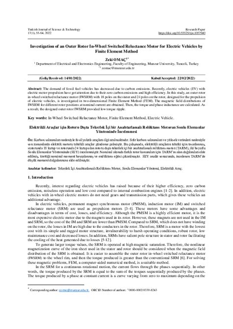 Pdf Investigation Of An Outer Rotor In Wheel Switched Reluctance