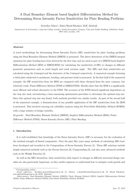 [pdf] A Dual Boundary Element Based Implicit Differentiation Method For Determining Stress